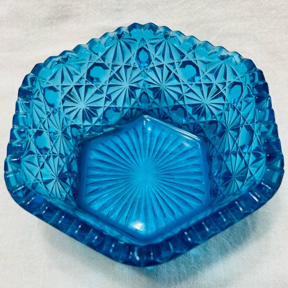 Fenton | Art | Vintage Fenton Blue Hexagon Daisy Buttons Pattern ...